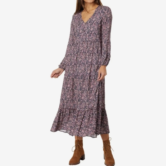 Faherty | Dresses | Faherty Isabella Floral Block Long Sleeve Midi ...